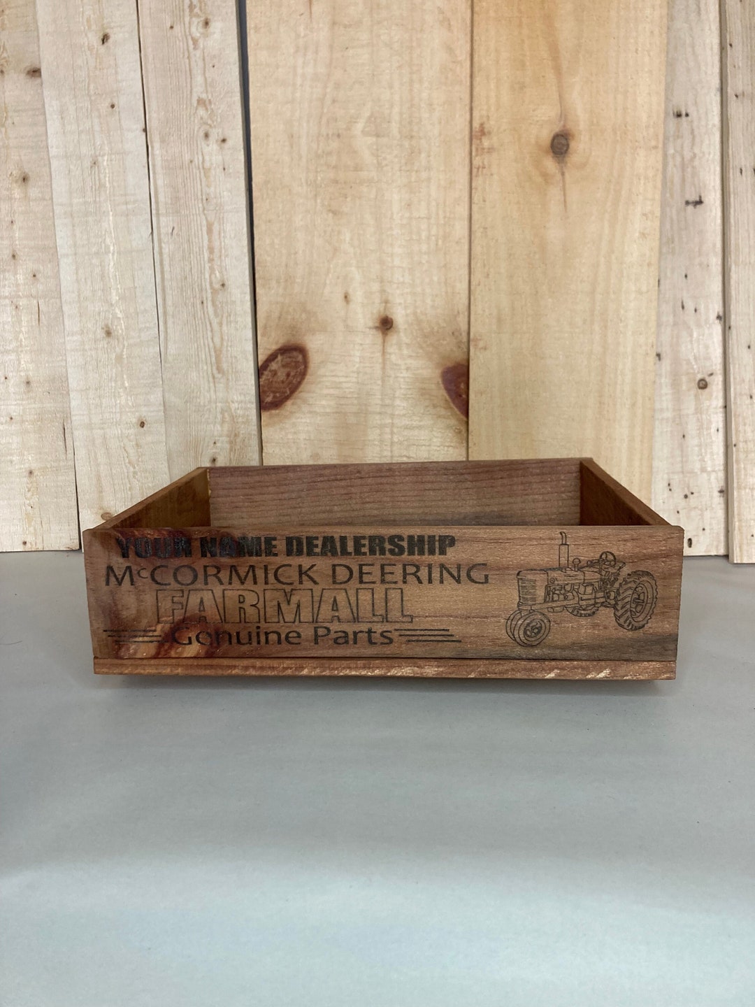 Farmall Tractor Crate, Personalized Crate, Wood Box, Laser Engraved ...