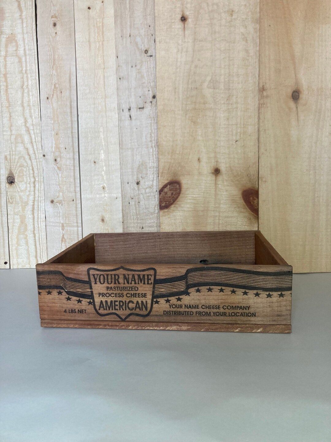 American Cheese Crate, Personalized Crate, Engraved, Custom, Antique ...