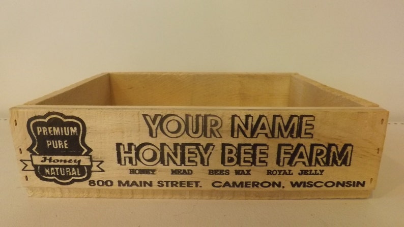 Honey Bee Farm Crate. Personalized. Vintage Style. Natural - Etsy