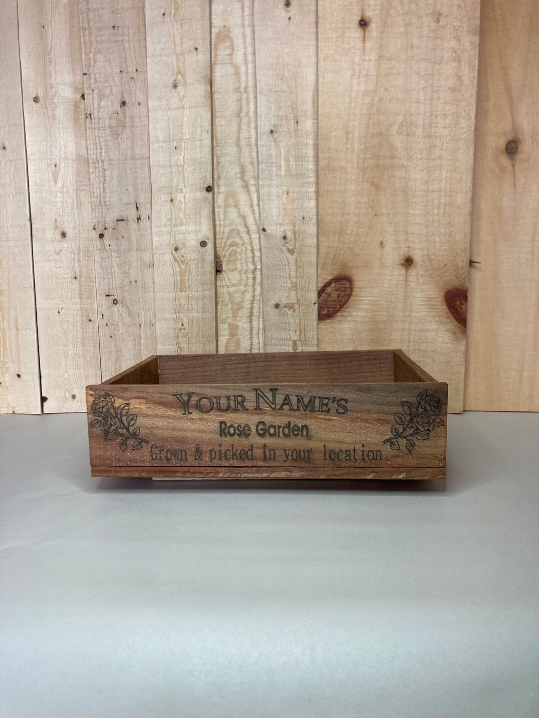 Rose Crate, Rose Garden Engraved Box, Personalized, Summer Flower Stand ...