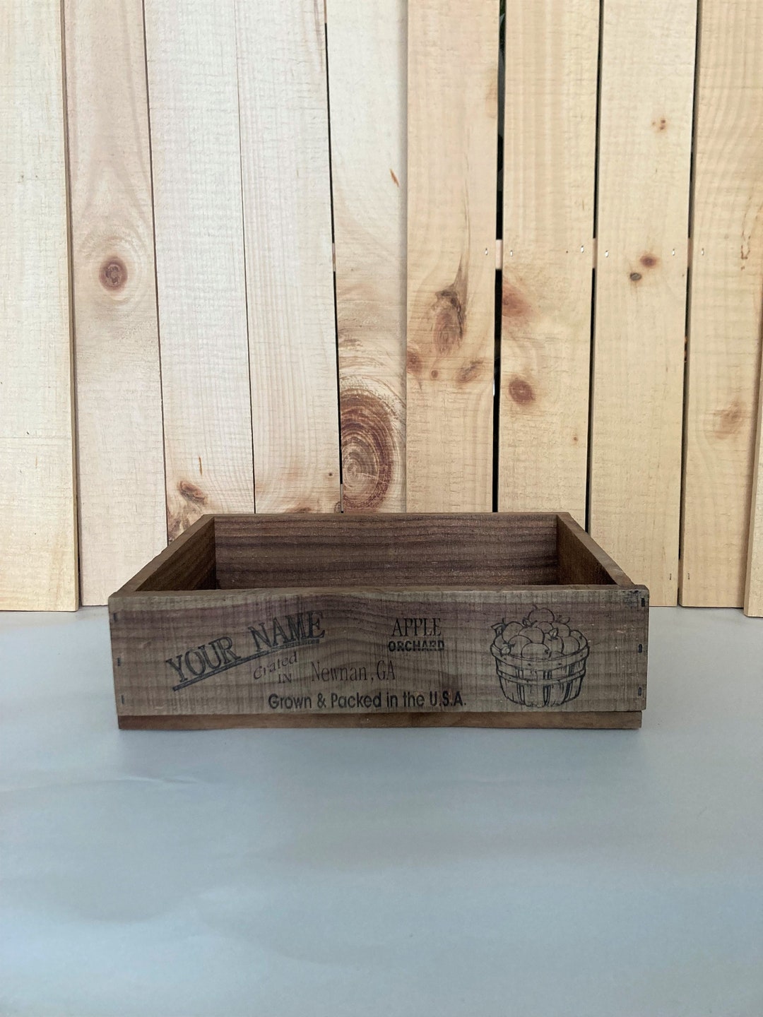 Apple Crate, Personalized Crate, Laser Engraved, Engraved Crate, Wood ...