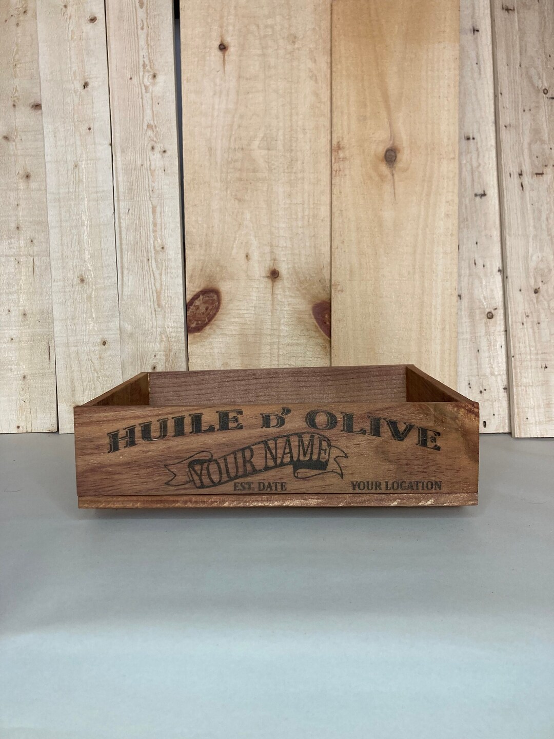 Olive Oil Crate, Personalized Crate, Wood Box, Pine Lumber, Kitchen ...