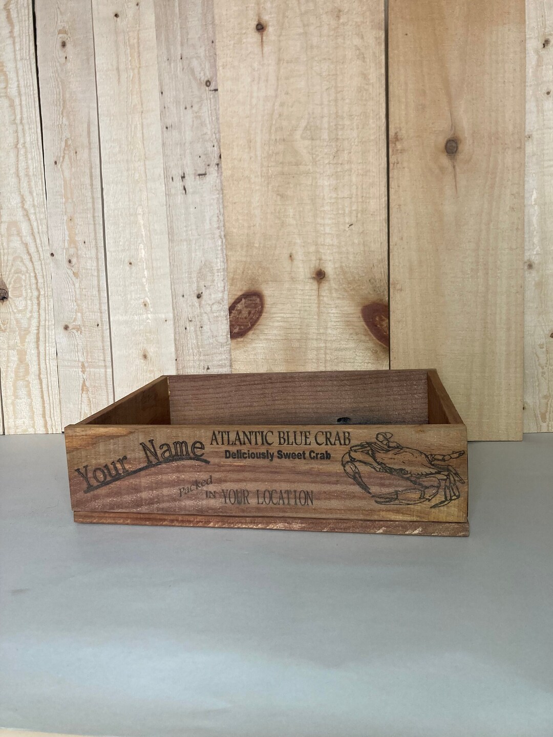 Crab Crate, Personalized Crate, Custom, Seafood Box, Fish Market Decor ...
