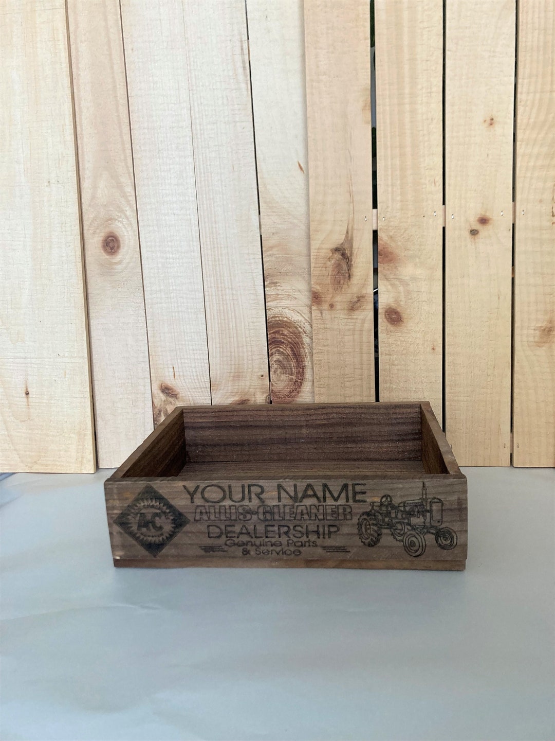 Allis Chalmers Crate. Personalized. Vintage Style. Aged Wood. Laser ...