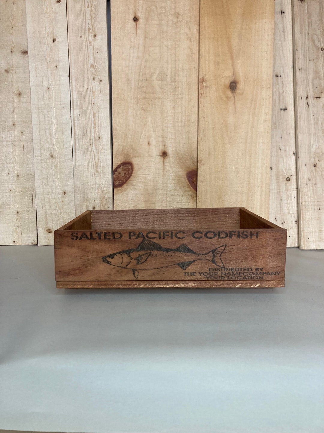 Codfish Crate, Personalized, Wood Box, Seafood, Fish, Gift, Laser Engraved, Pine Lumber, Antique ...