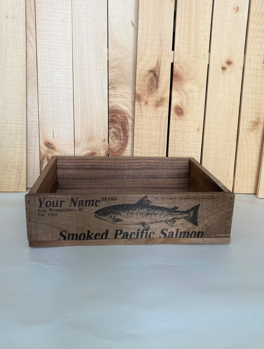 Smoked Salmon Crate. Personalized. Vintage Style. Aged Wood. - Etsy