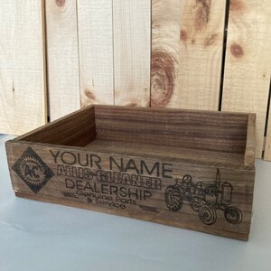 Allis Chalmers Crate. Personalized. Vintage Style. Aged Wood. Laser ...