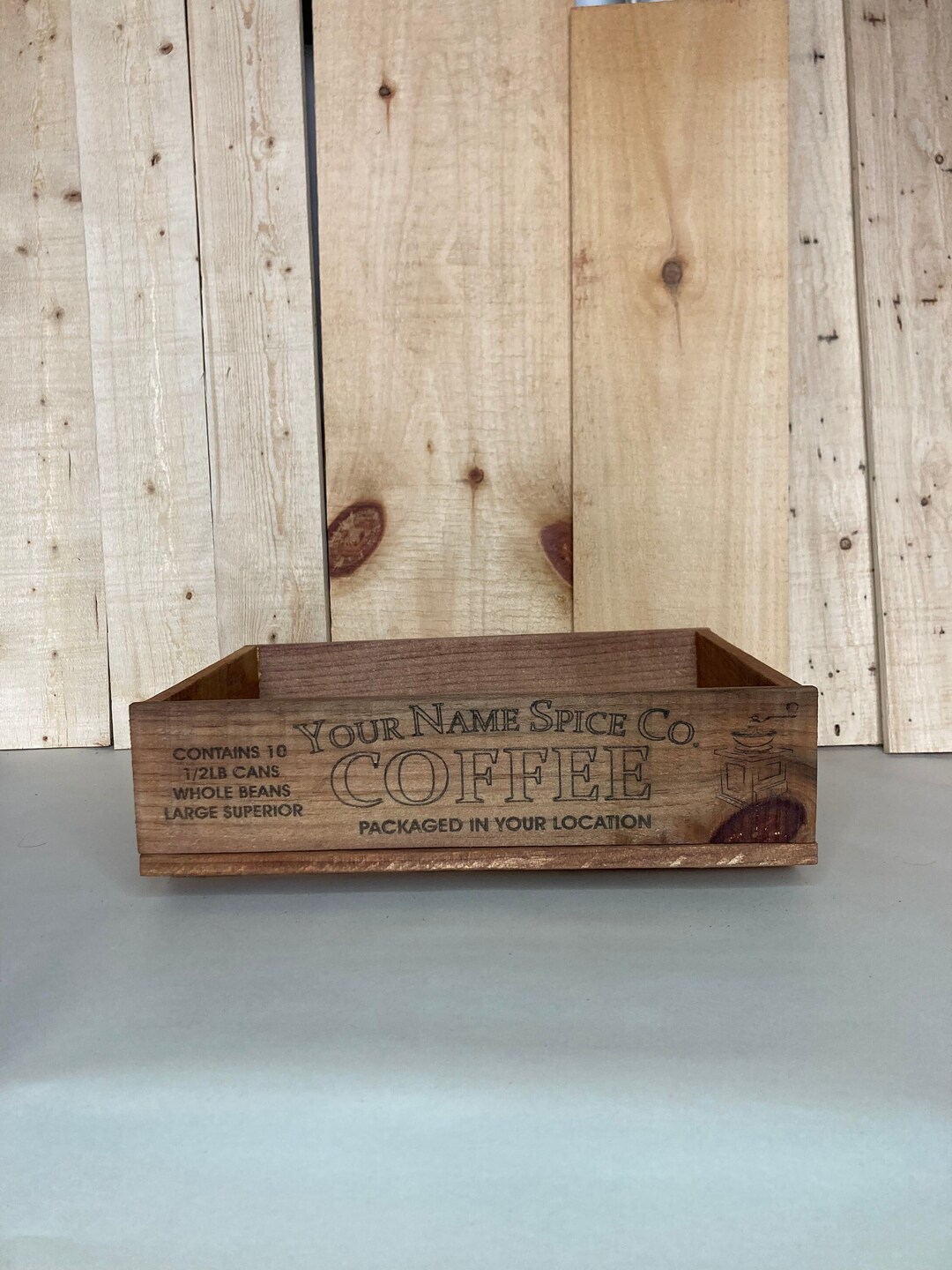 Coffee Crate, Personalized, Coffee Decor, Wood, Pine Lumber, Coffee Box ...