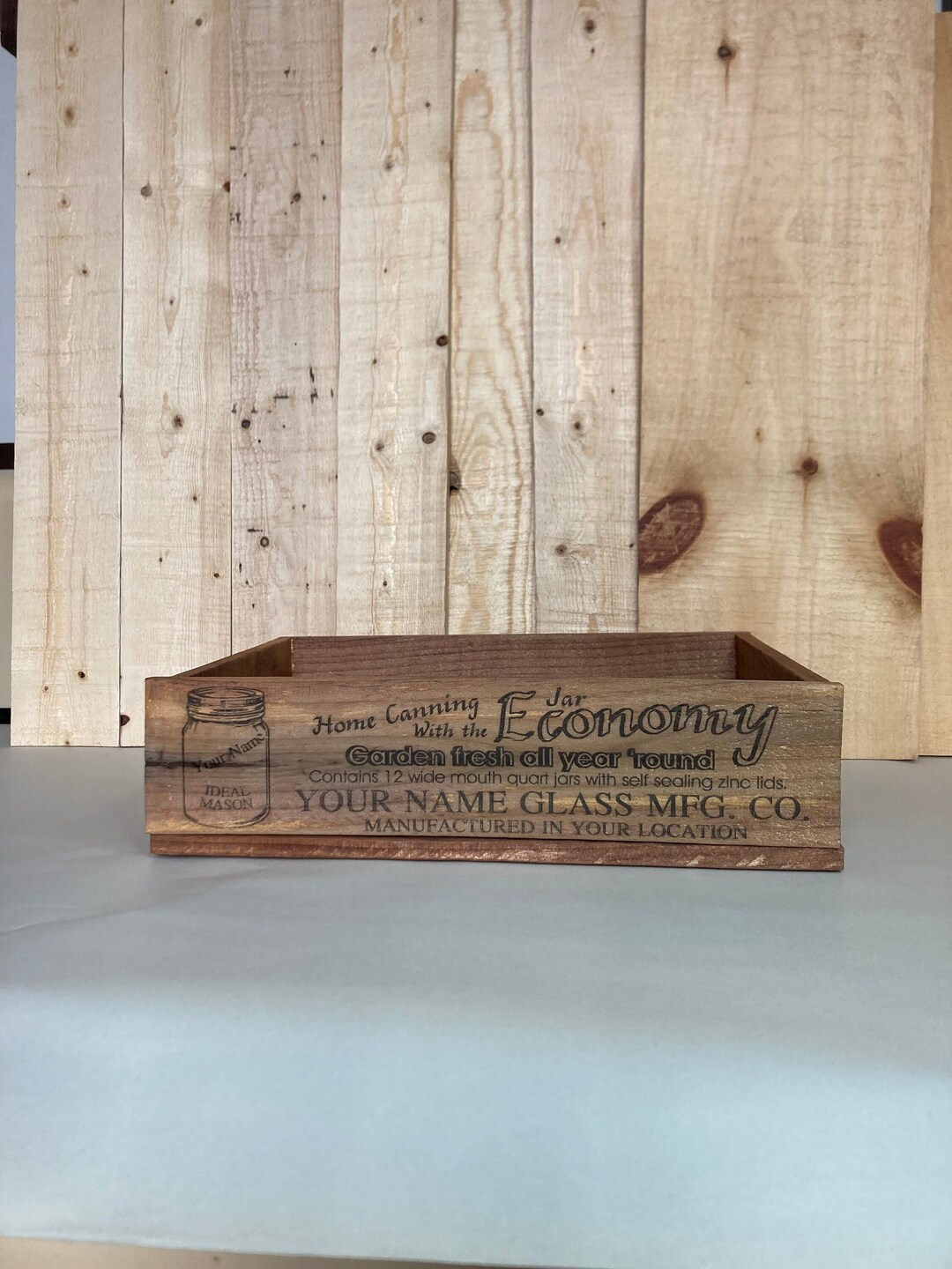 Canning Jar Crate, Personalized, Engraved Box, Mason Jar, Wedding Table ...