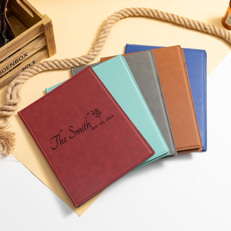 Personalized Monogram Portfolio, Elegant Monogram Engraved Padfolio ...
