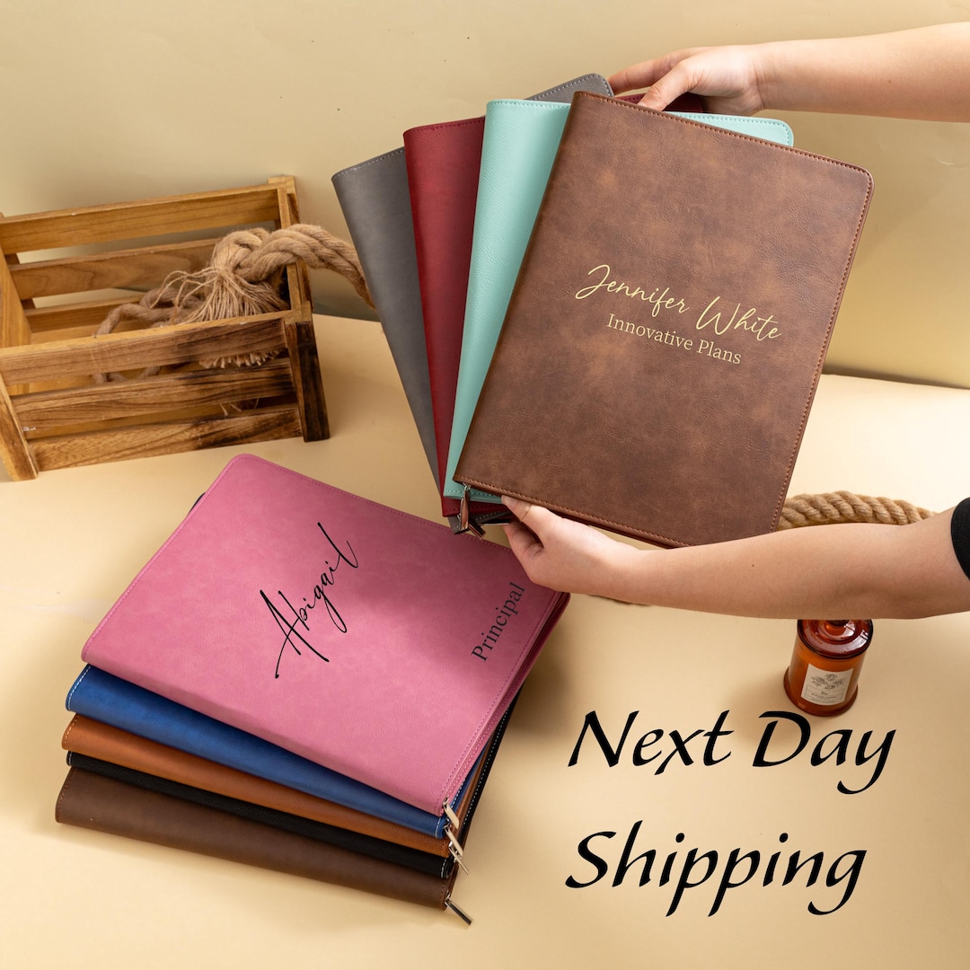 Personalized Refillable Portfolio, Custom Portfolio With Zipper, Custom ...