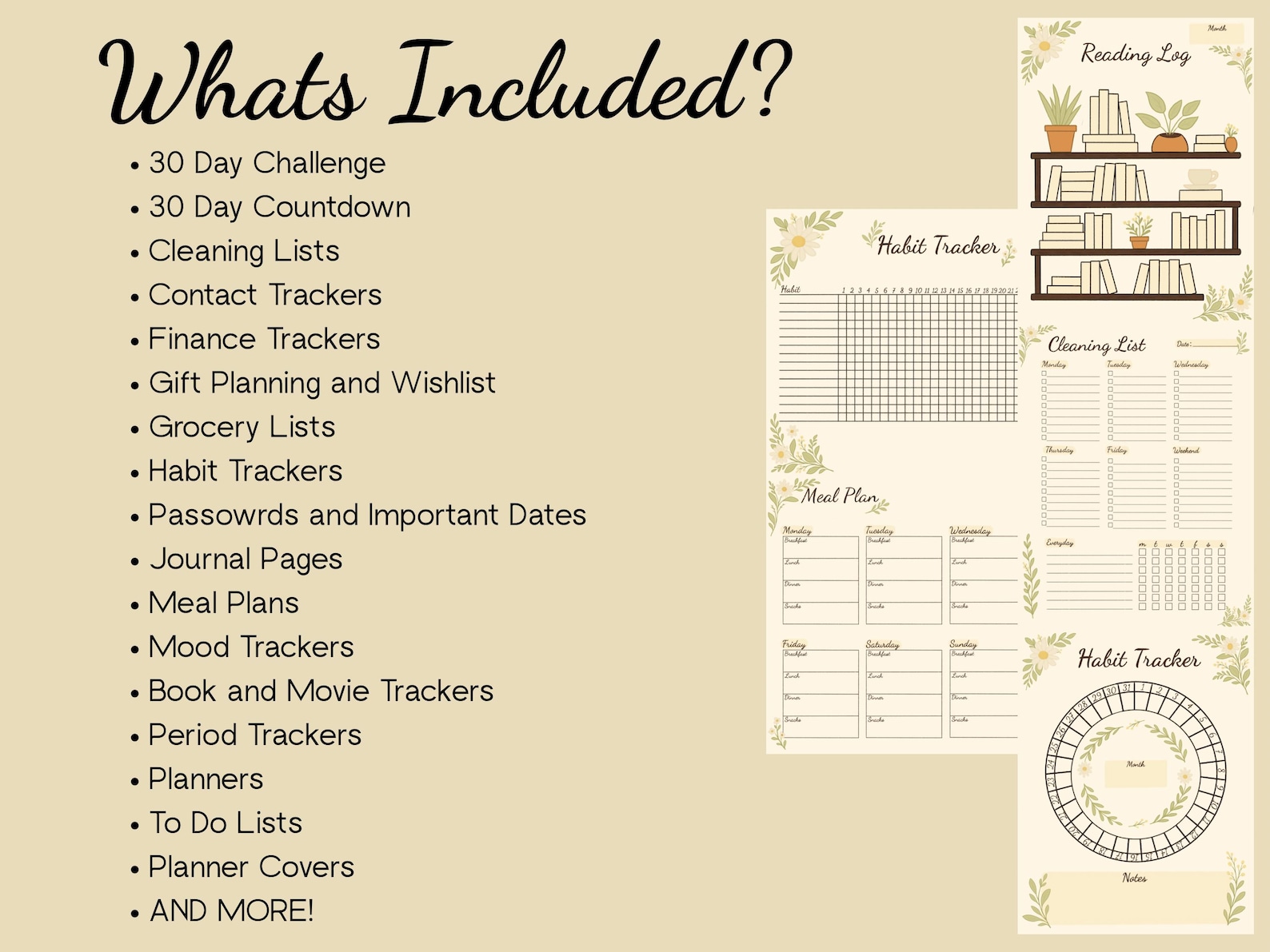 Cottagecore Planner Bundle | Printable Planner Pages & Covers (PDF Set ...