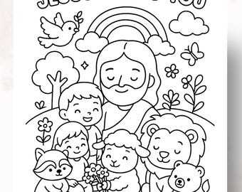 free coloring page jesus loves the little children