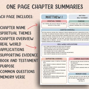 Matthew Bible Study Guide | 28 Chapter Summaries | Digital Download - Etsy