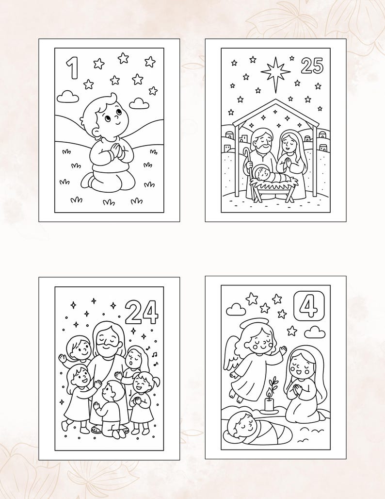 Christian Advent Calendar Coloring Pages: Bible Verse, Sunday School ...