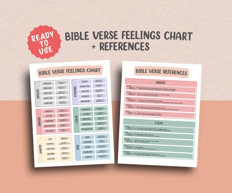 Bible Feelings Chart Printable – Bible Verse Mental Health Tool ...