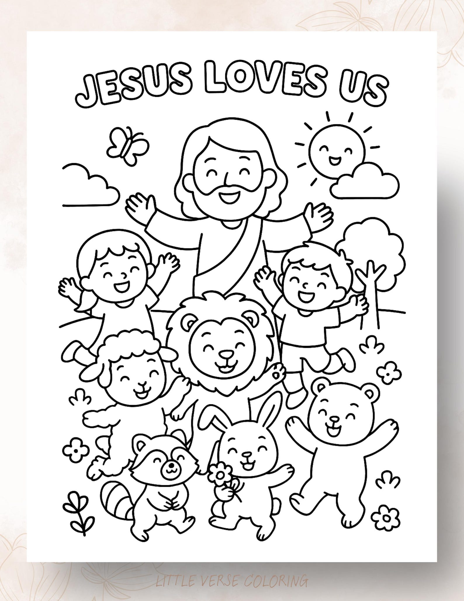 Jesus Loves Us Coloring Page for Kids, Christian Bible Verse Printable ...