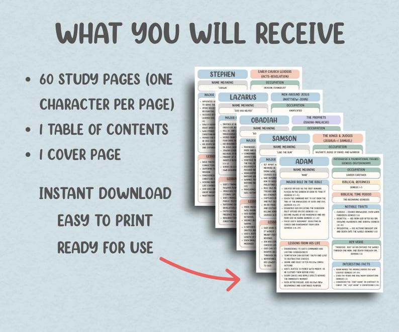 Men of the Bible Character Study Guide | 60 Printable Key Figures | Old ...