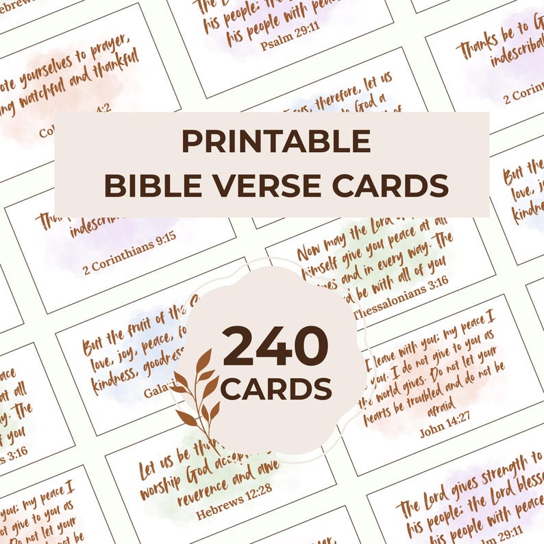 240 Printable Bible Verse Cards, Inspirational Scripture Cards Download ...