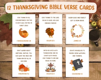 Thankful Bible Verse Printable Cards - Etsy