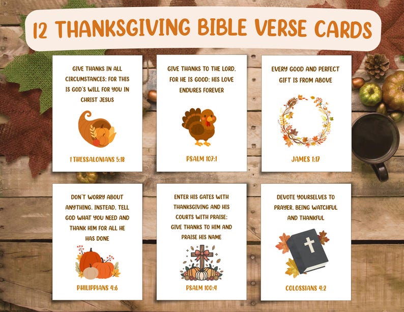 12 Thanksgiving Bible Verse Cards | Printable Christian Scripture ...