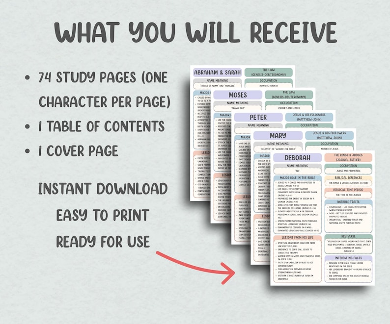 Bible Character Study Guide | 74 Printable Key Figures | Old & New ...