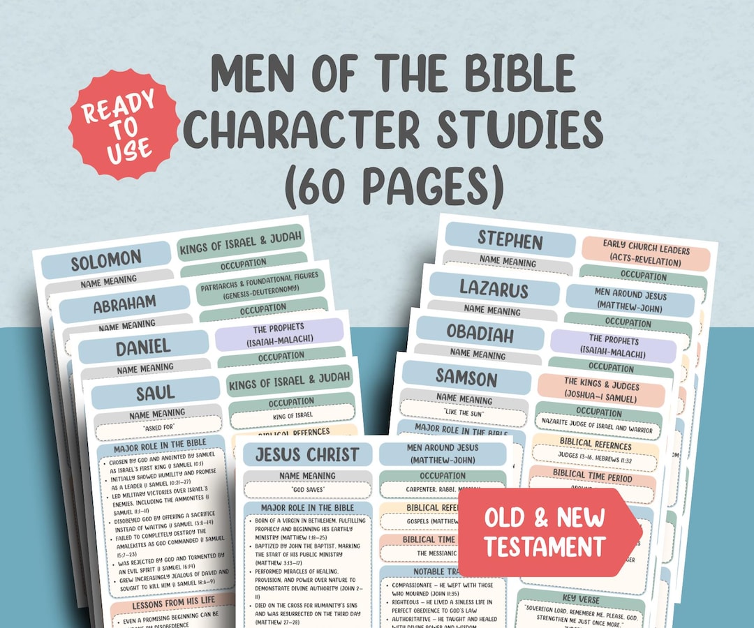 Men of the Bible Character Study Guide | 60 Printable Key Figures | Old ...