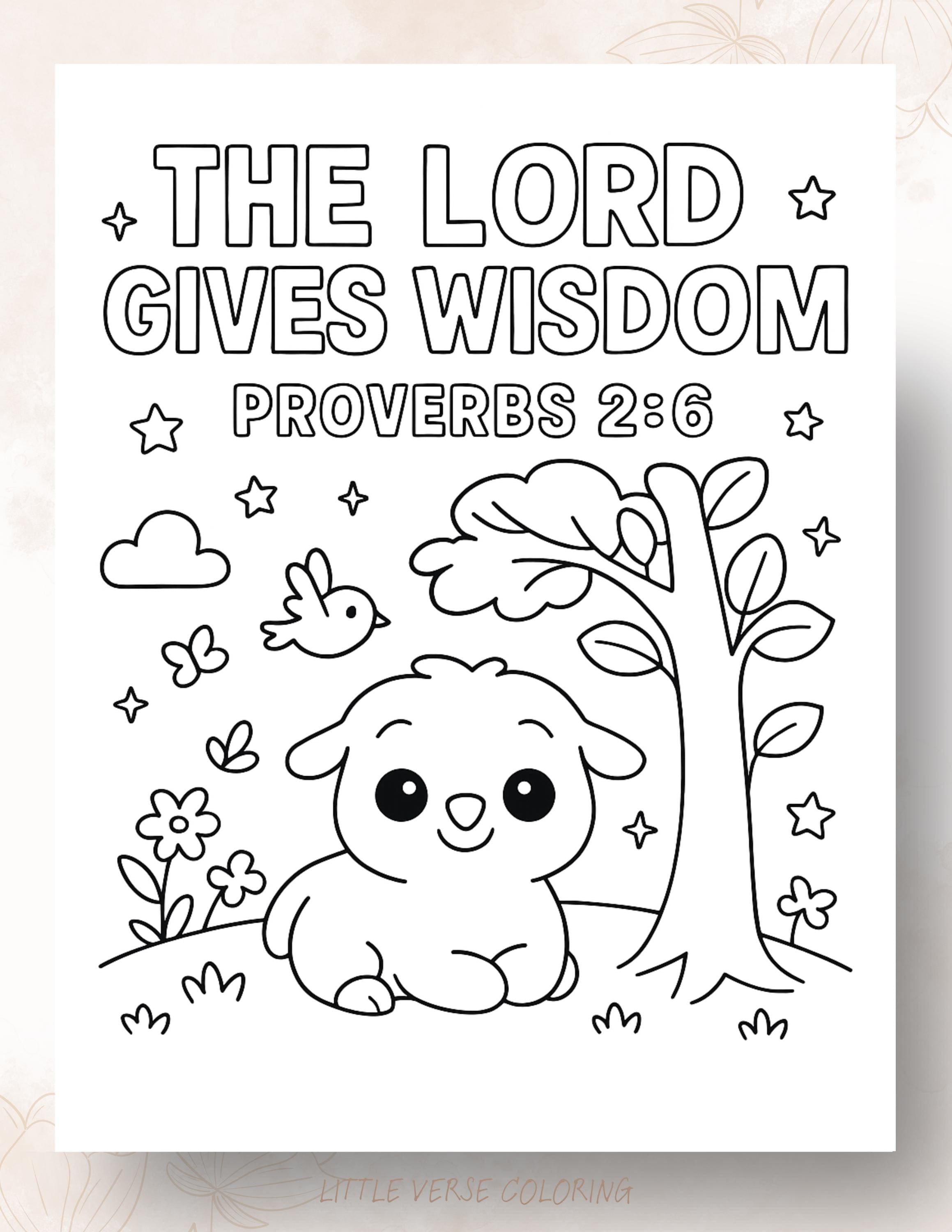 The Lord Gives Wisdom Proverbs 2:6 Coloring Page - Bible Verse for Kids ...