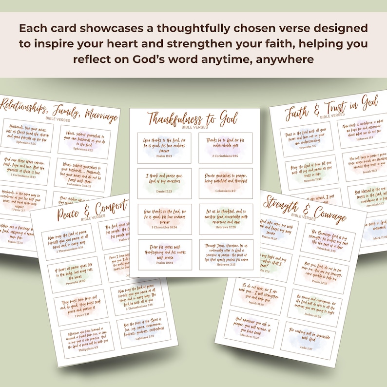 240 Printable Bible Verse Cards, Inspirational Scripture Cards Download ...