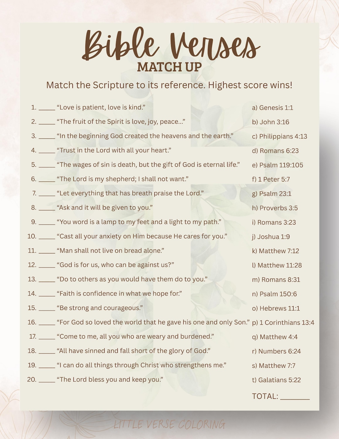 Printable Bible Verses Match up for Kids, Old Testament Activity ...