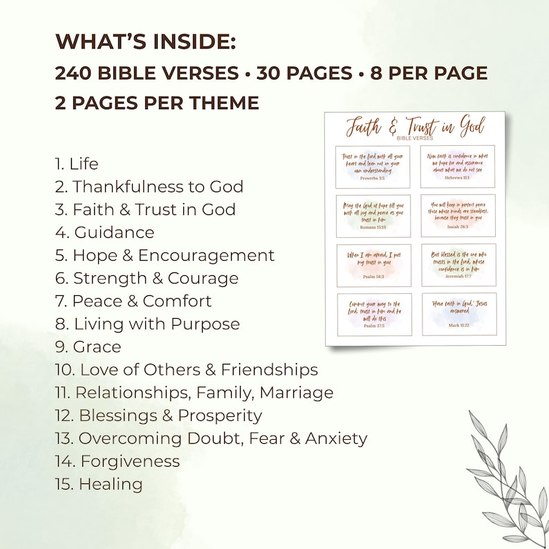 240 Printable Bible Verse Cards, Inspirational Scripture Cards Download ...