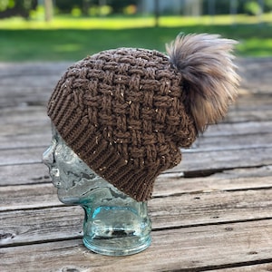 Crochet Pattern for Diagonal Weave Slouch | 5 Sizes Baby - Large Adult ...