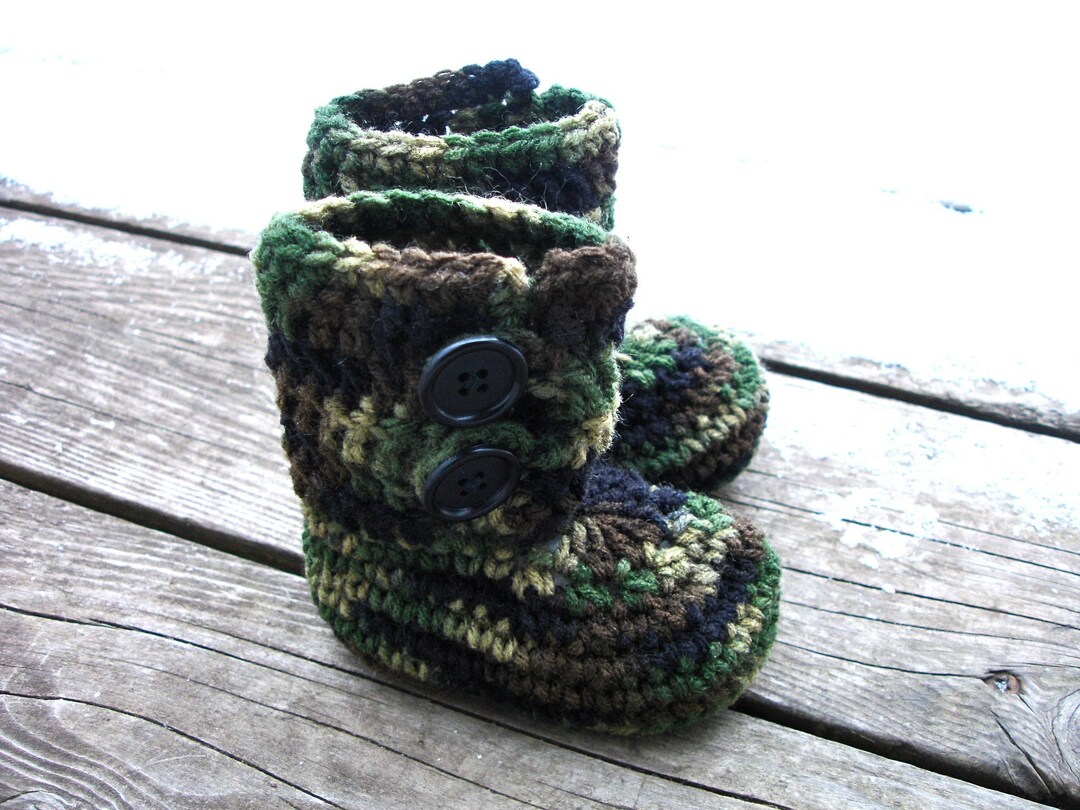 Crochet Pattern for Infant Button Loop Booties | 3 Sizes | Crochet Baby ...