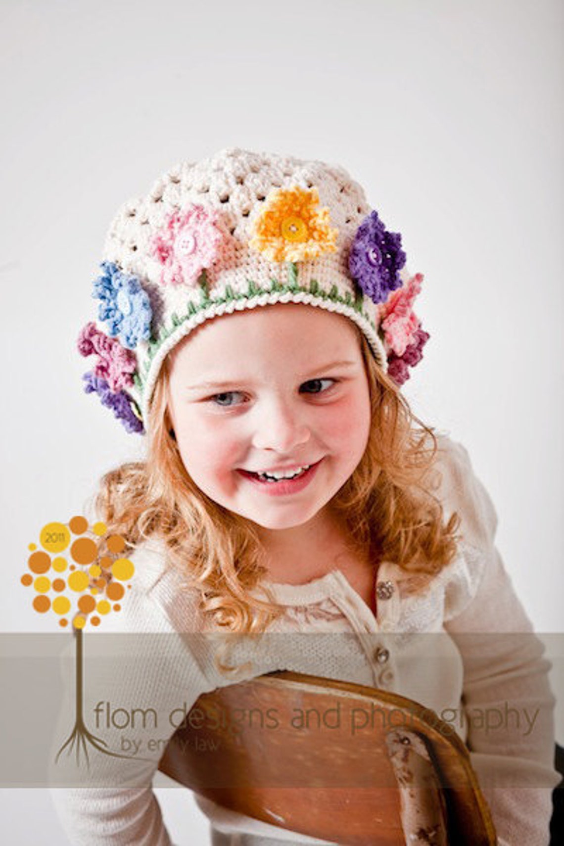 Crochet Pattern for Flower Garden Hat | 5 Sizes | Crochet Hat Pattern ...