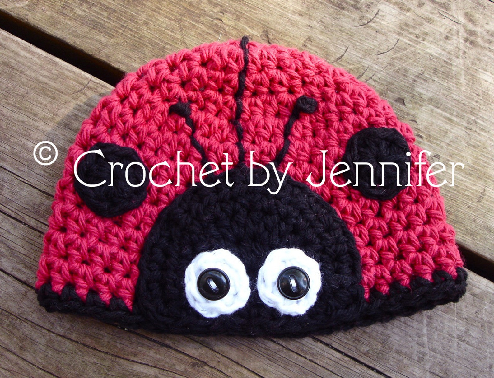 Crochet Pattern for Love Bug Ladybug Beanie Hat | 5 Sizes | Crochet Hat ...