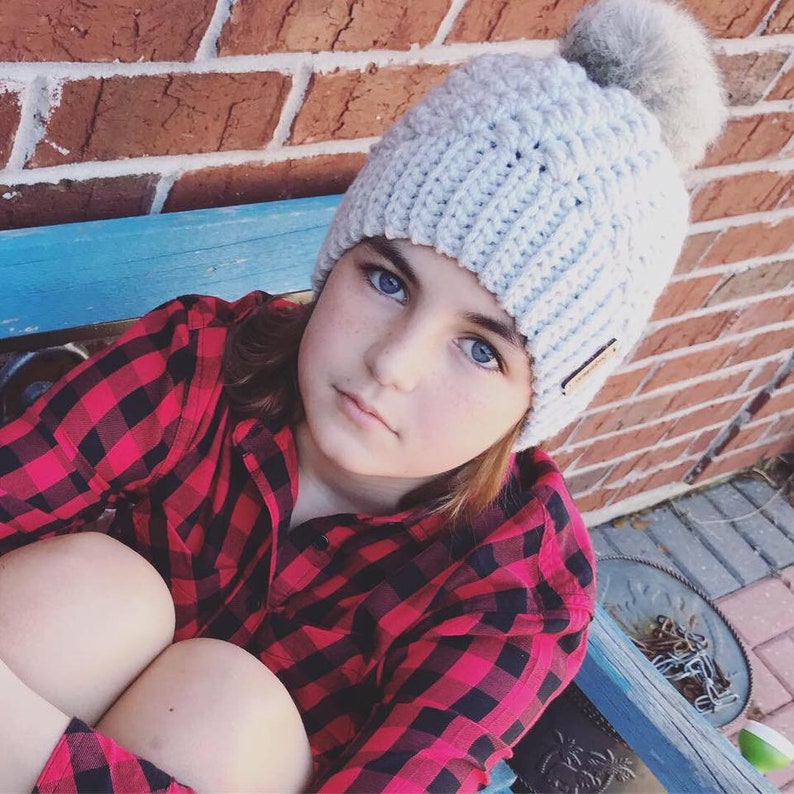 Crochet Pattern for Kaycee Ponytail, Messy Bun, or Pom Pom Beanie Hat ...