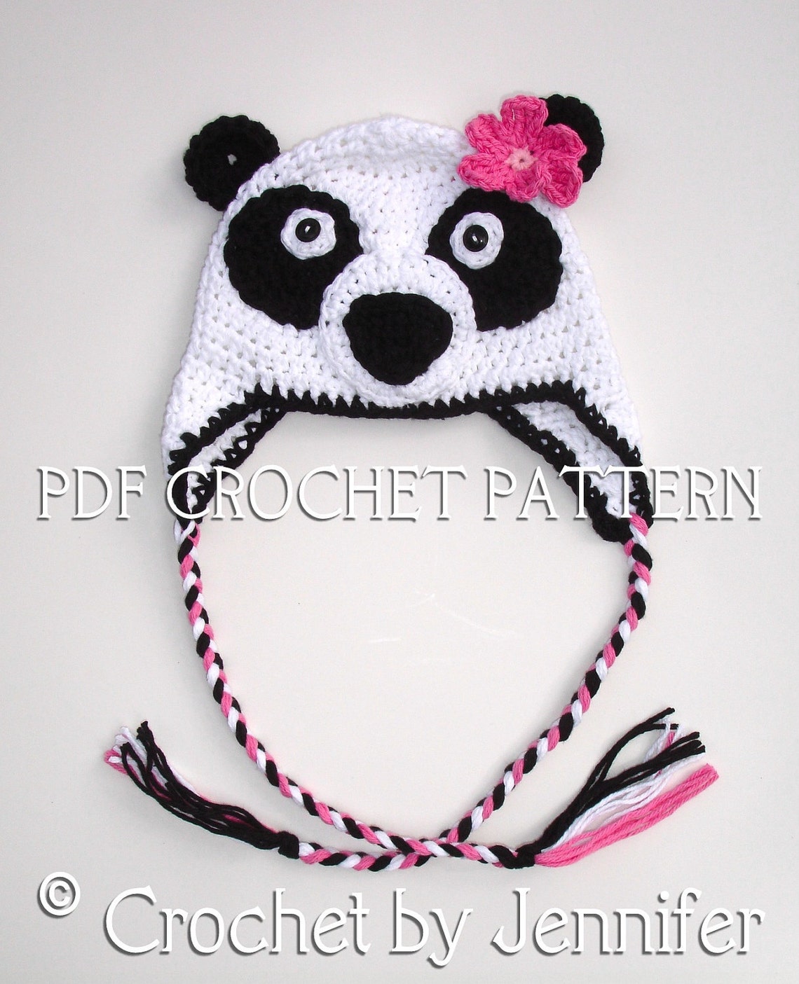Crochet Pattern for Panda Bear Hat | 5 Sizes | Crochet Hat Pattern ...