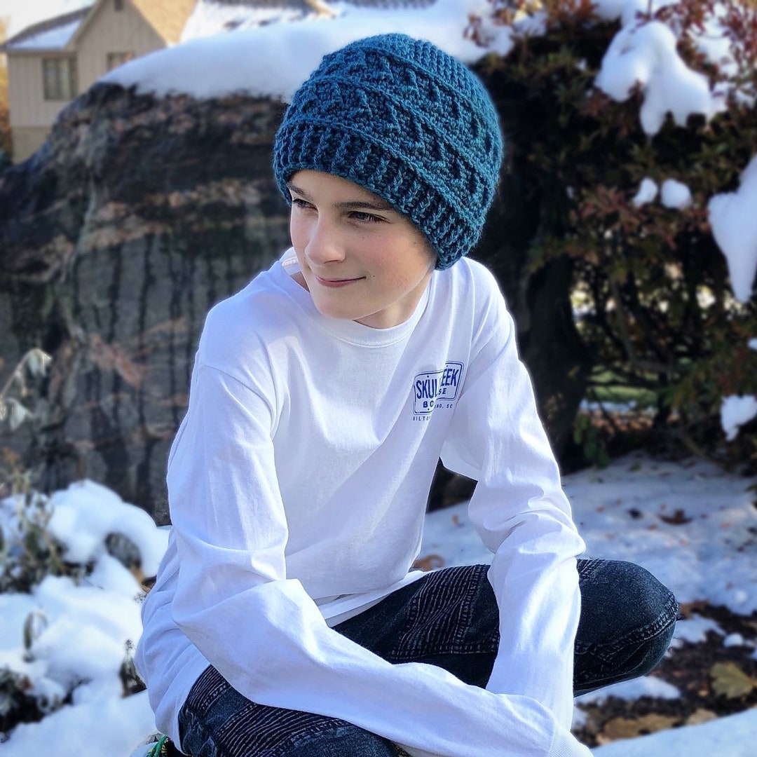 Crochet Pattern for Arrow Ridge Beanie Hat | 7 Sizes | Crochet Hat ...