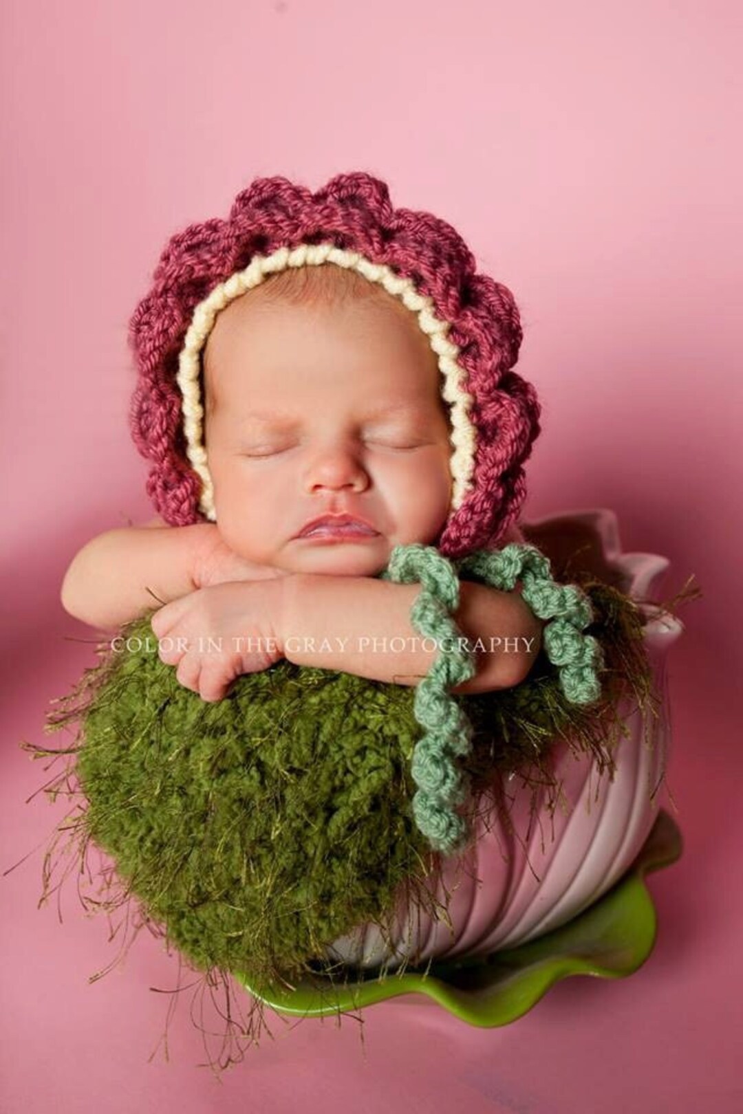 Crochet Pattern for Flower Baby Bonnet Hat | 4 Sizes | Crochet Baby Hat ...