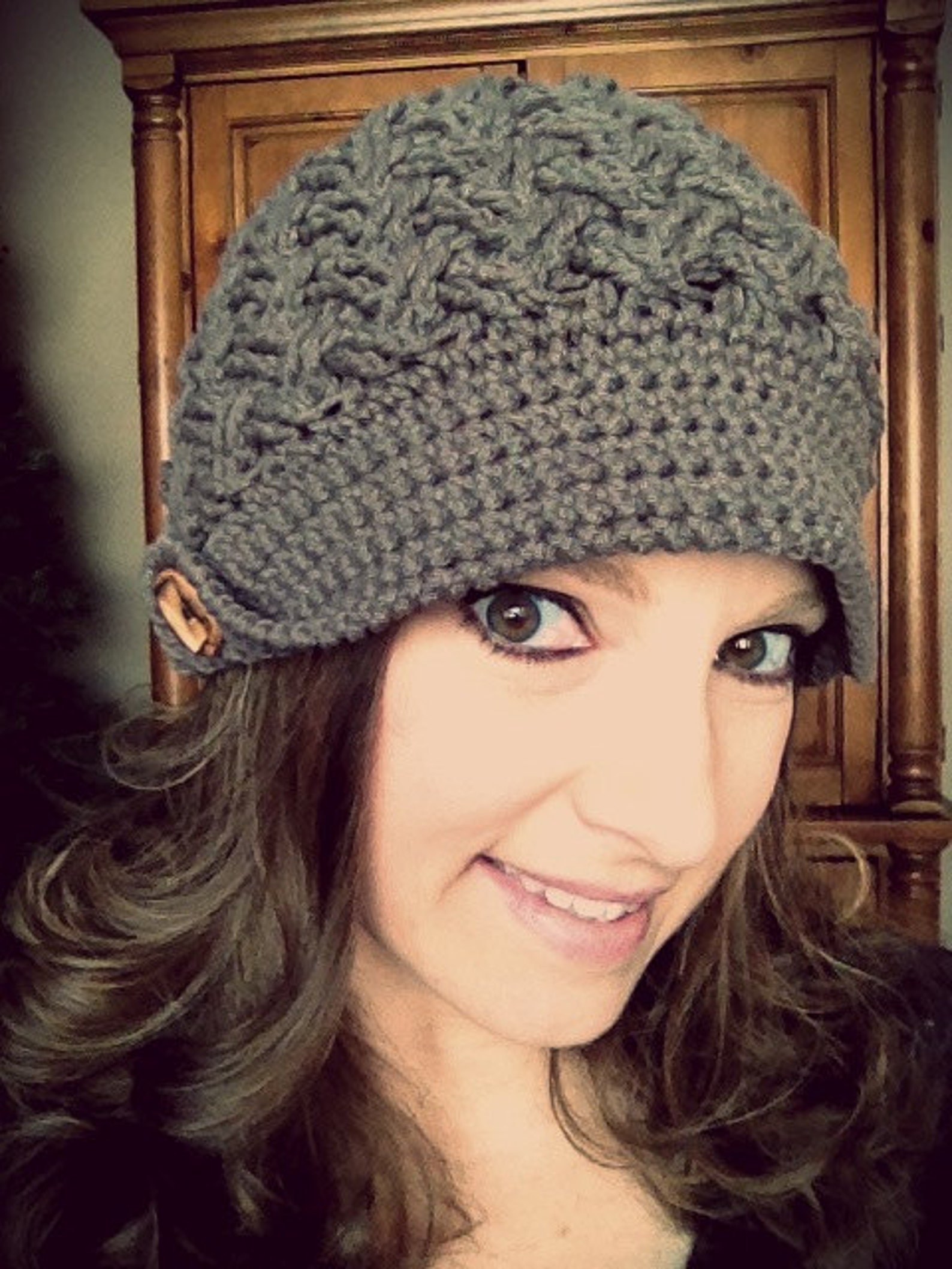 Crochet Pattern for Diagonal Weave Newsboy Beanie Hat 6 | Etsy