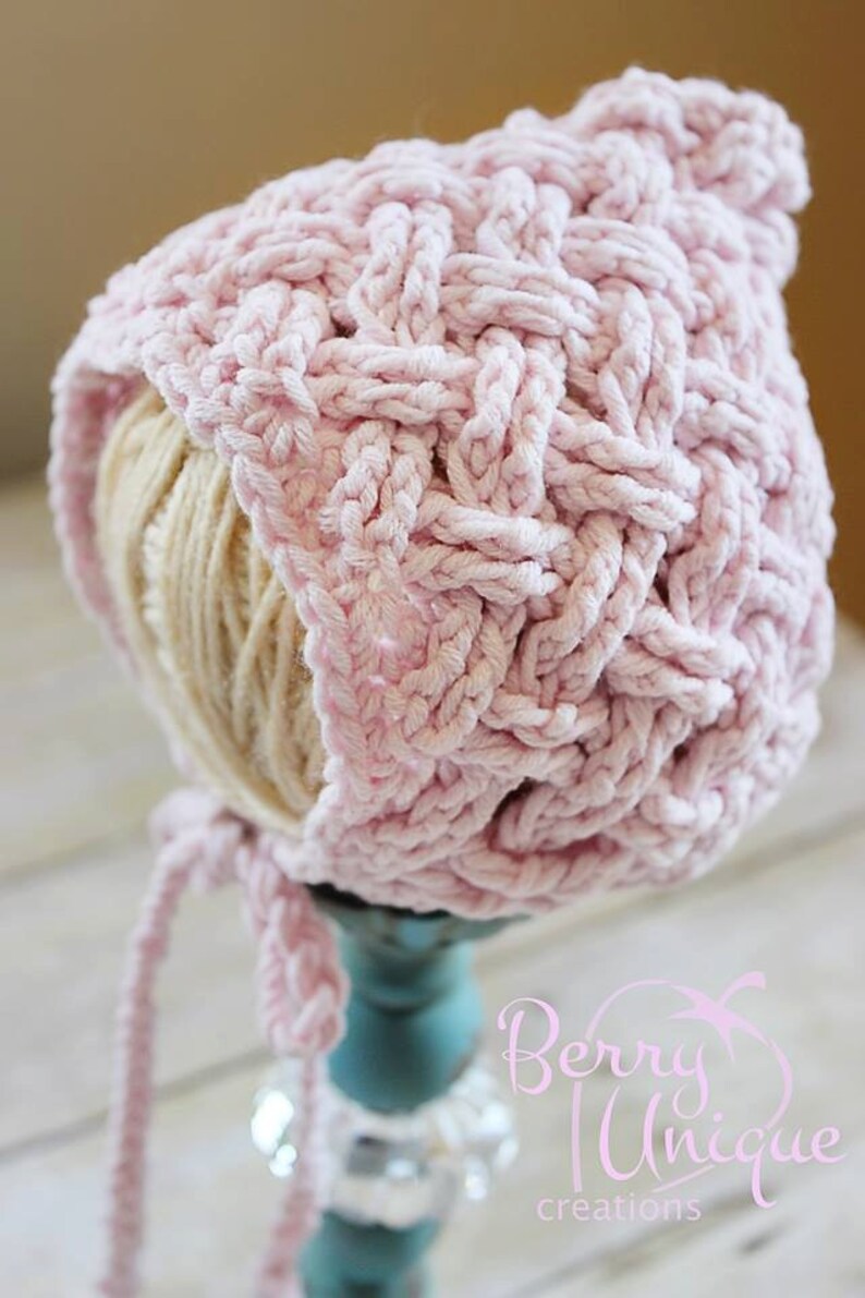 Crochet Pattern for Diagonal Weave Pixie Bonnet Hat | 6 Sizes | Crochet ...