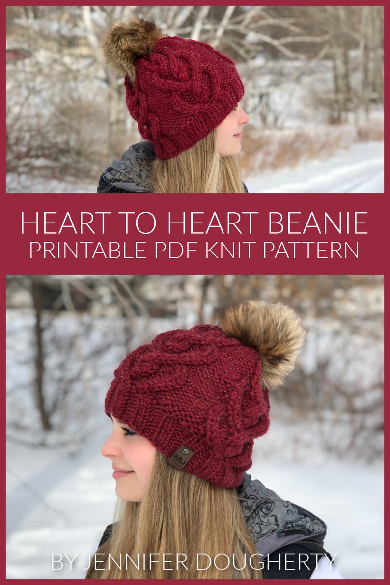 KNIT Pattern for Heart to Heart Beanie Knitting Pattern PDF - Etsy
