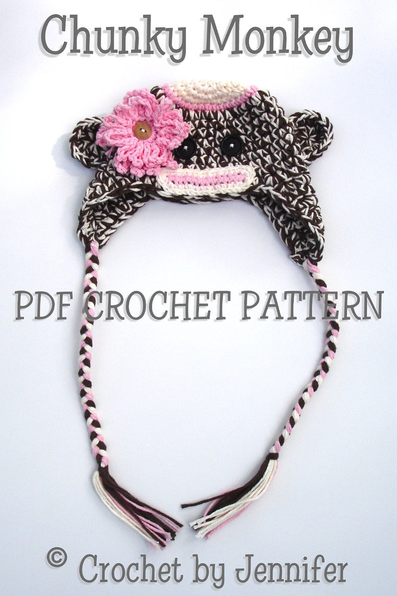 Crochet Pattern for Sock Monkey Hat Chunky Monkey 5 Sizes - Etsy
