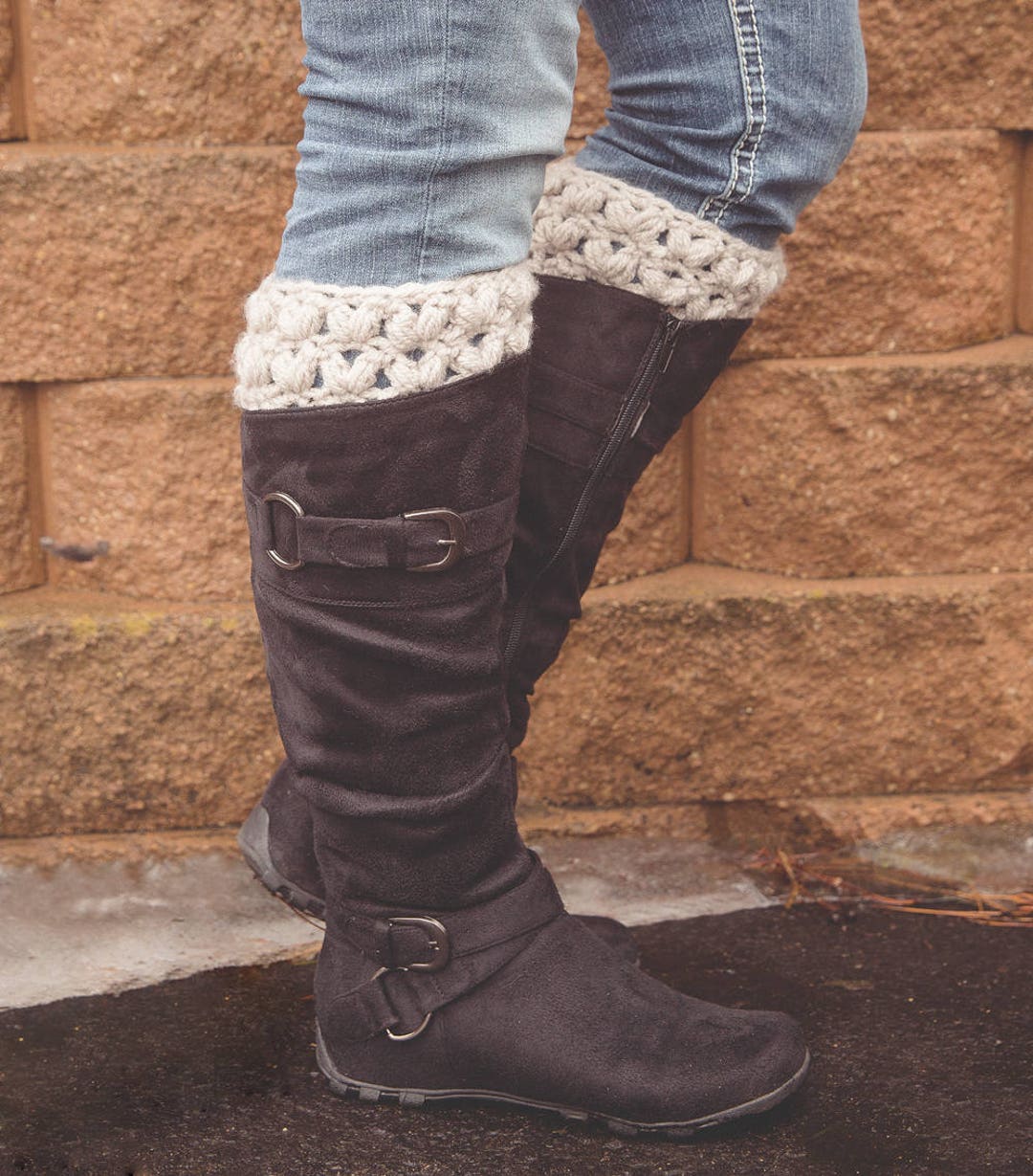 Crochet Pattern for Powder Puff Boot Cuffs | Any Size | Crochet Boot ...