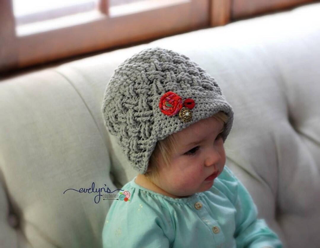 Crochet Newsboy Beanie Hat Pattern | Diagonal Weave, 6 Sizes (PDF ...