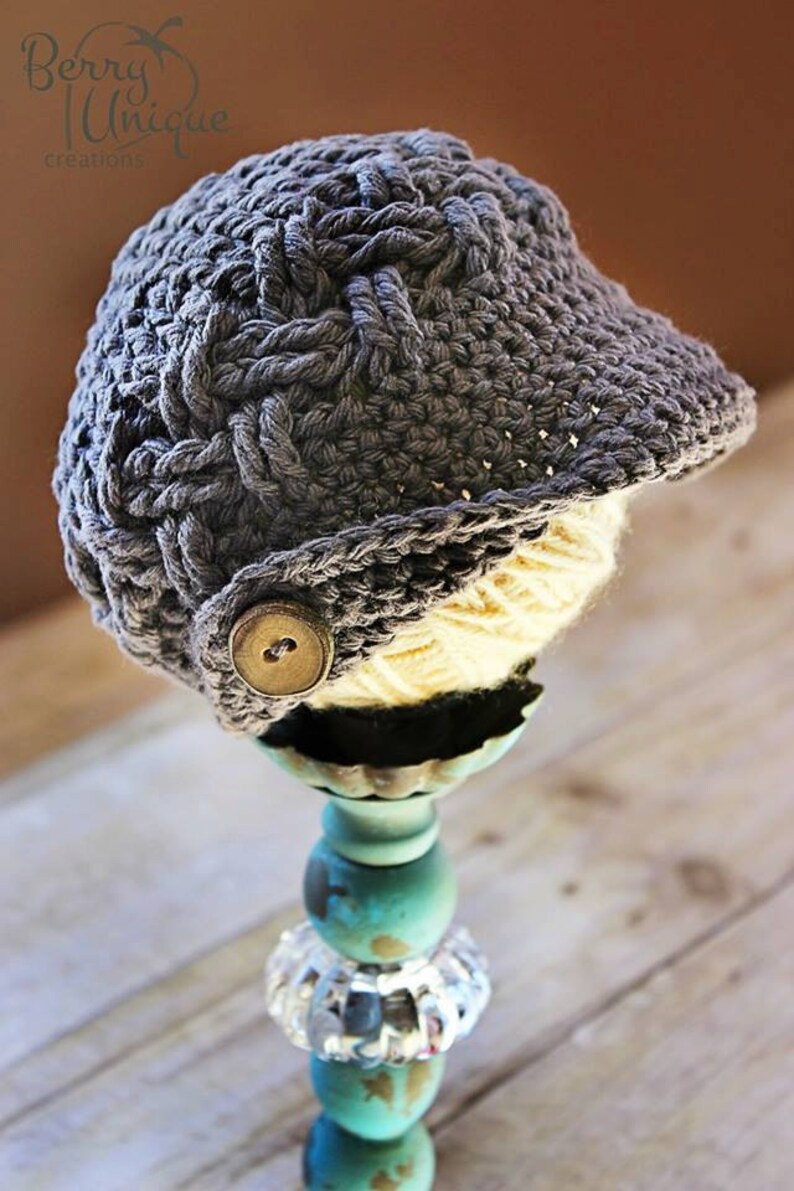 Crochet Pattern for Diagonal Weave Newsboy Beanie Hat | 6 Sizes ...
