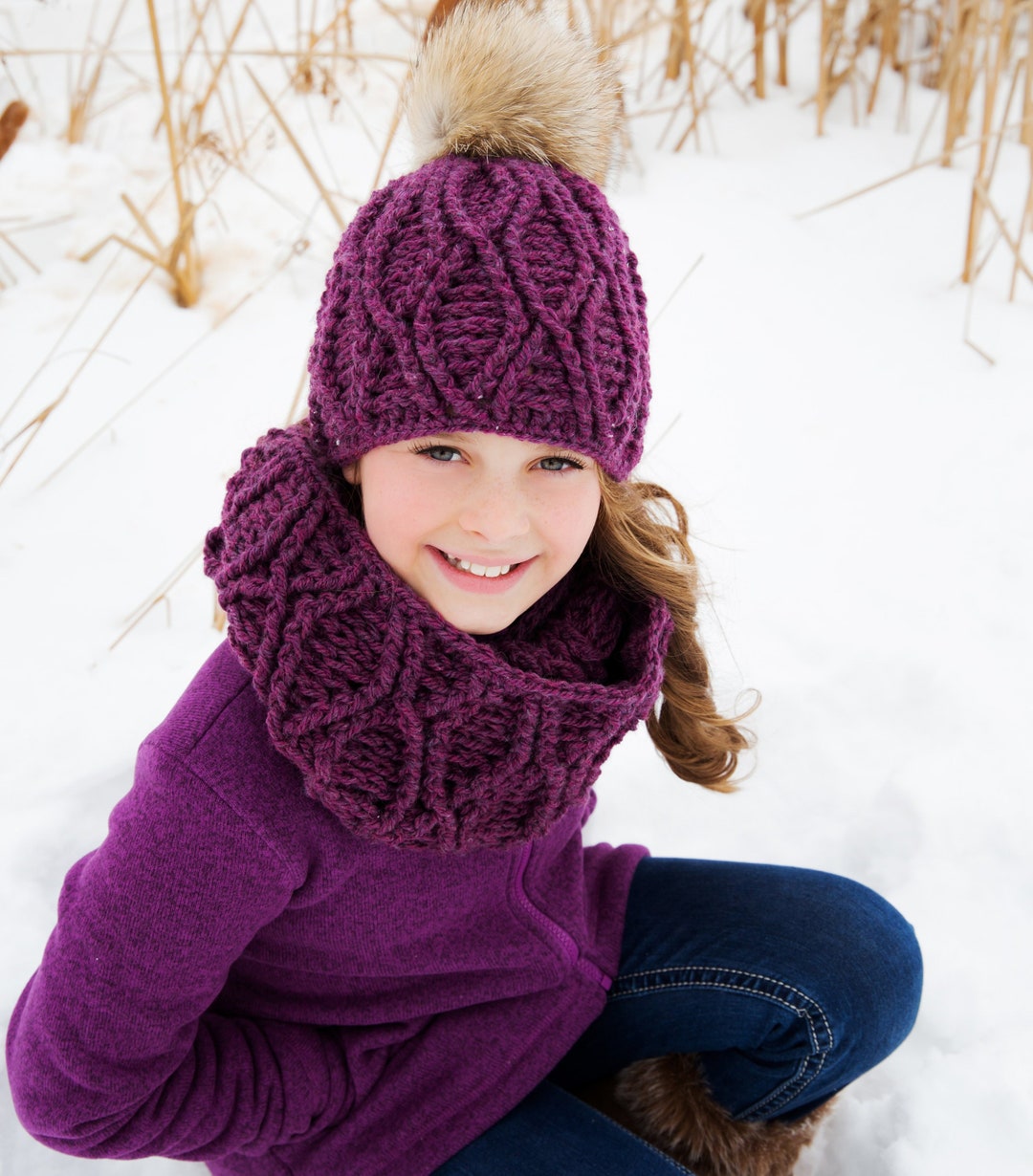 Set of 2 Crochet Patterns for Winter Frost Chunky Beanie and Winter ...