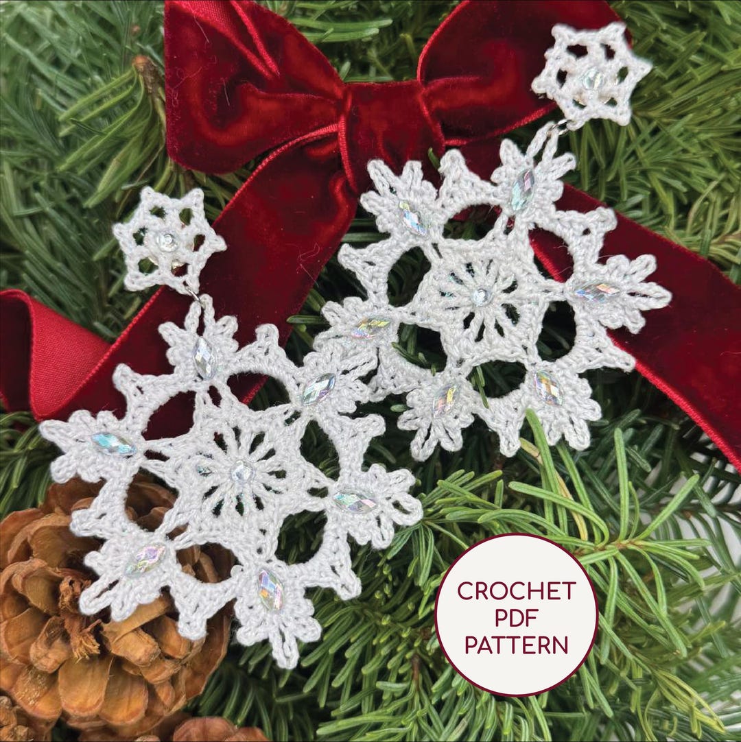 CROCHET PATTERN Christmas Snowflake Earrings PDF Tutorial: Diy Digital ...