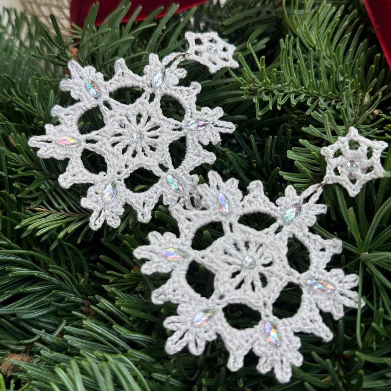 CROCHET PATTERN Christmas Snowflake Earrings PDF Tutorial: Diy Digital ...