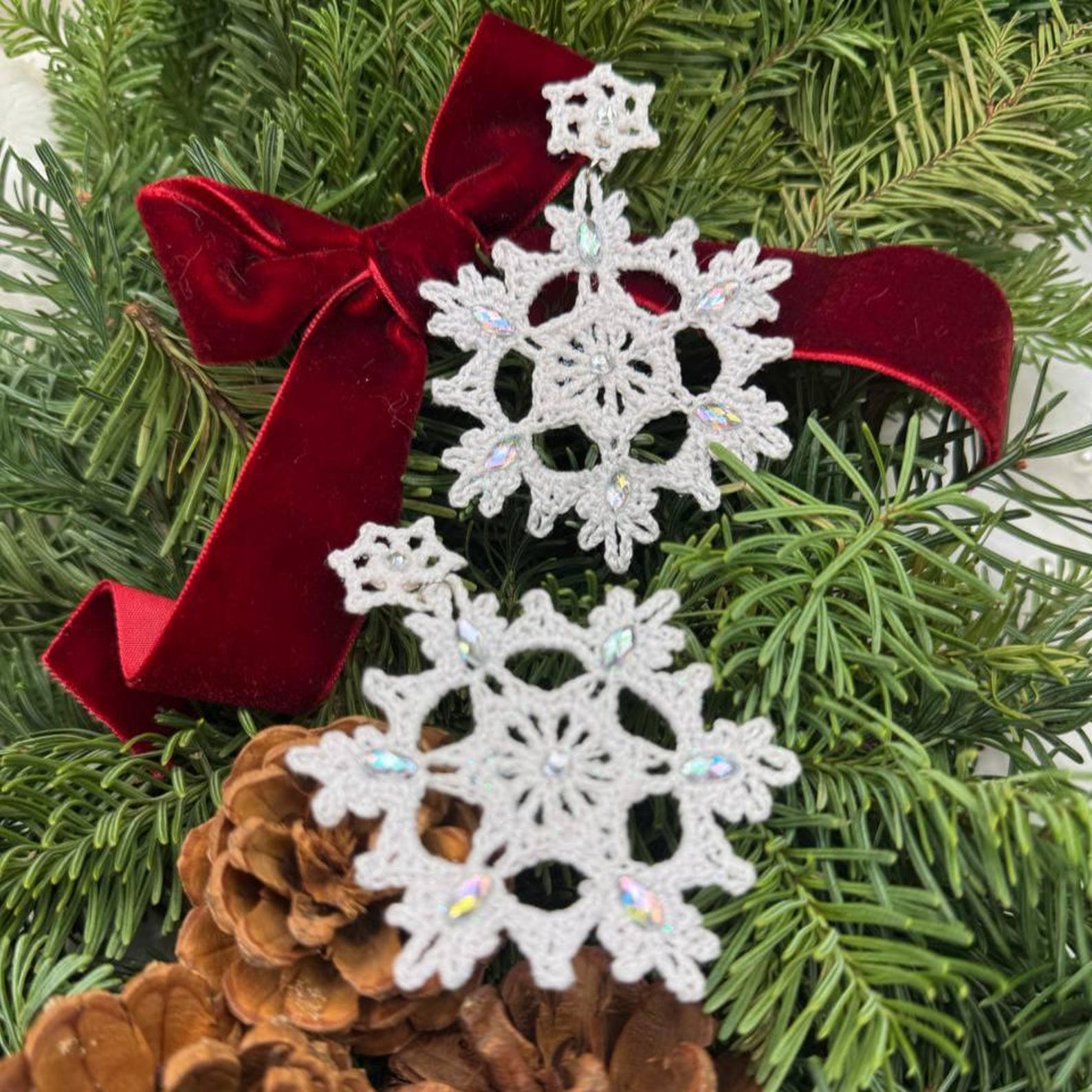 CROCHET PATTERN Christmas Snowflake Earrings PDF Tutorial: Diy Digital ...